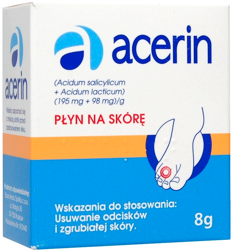 Acerin, płyn na skórę, na odciski, 8g - Długi termin ważności! - A-Manada